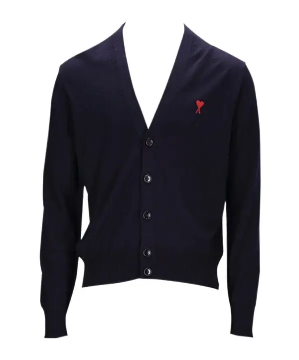 Ami De Coeur Embroidered V-neck Cardigan - Black
