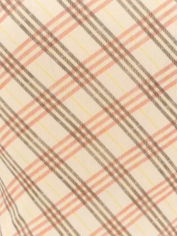 Burberry Checked Lettuce Hem Crewneck T-shirt - Teacup