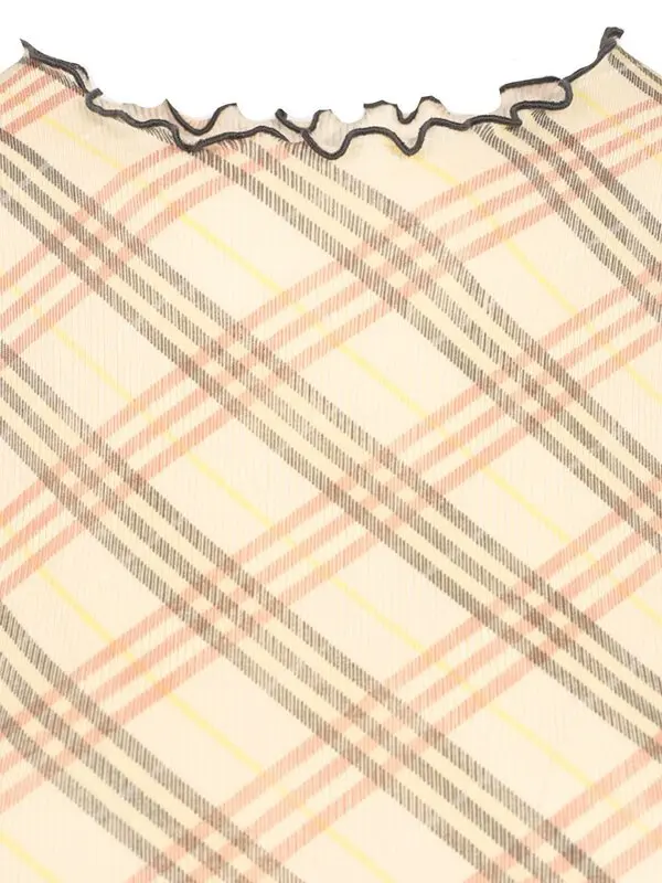 Burberry Checked Lettuce Hem Crewneck T-shirt - Teacup