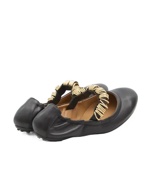 TOD'S Embellished Ballerina Flats - Black