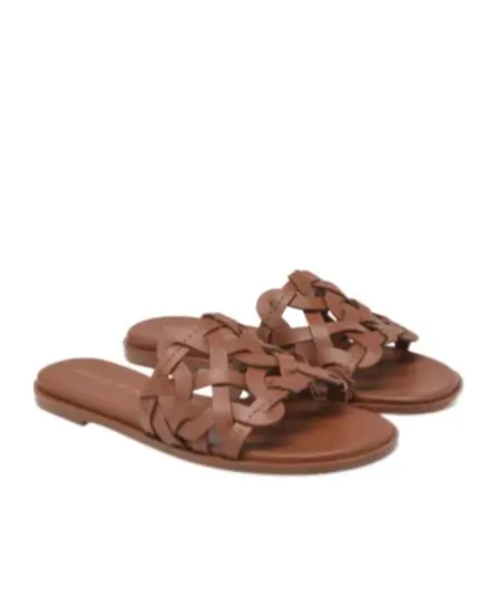 GIANVITO ROSSI Amalfi Interwoven Round Toe Flat Sandals - Brown