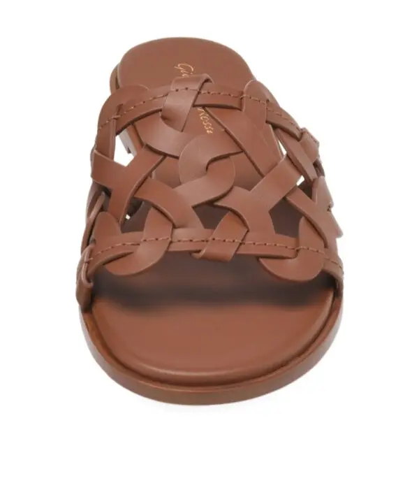GIANVITO ROSSI Amalfi Interwoven Round Toe Flat Sandals - Brown