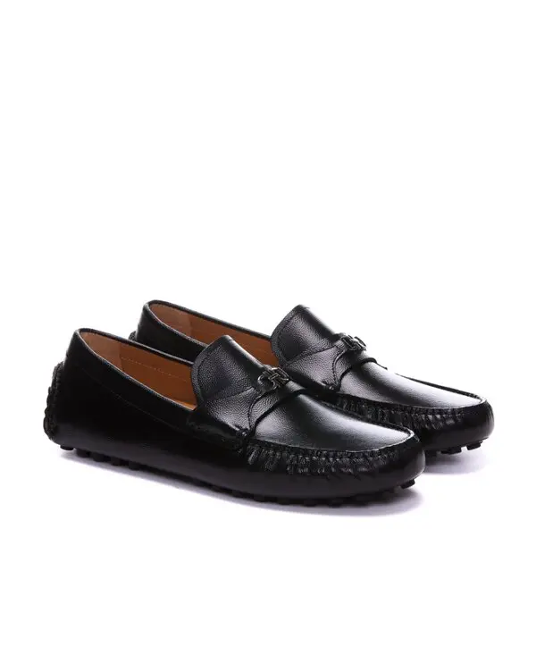 FERRAGAMO Round Toe Loafers - Black