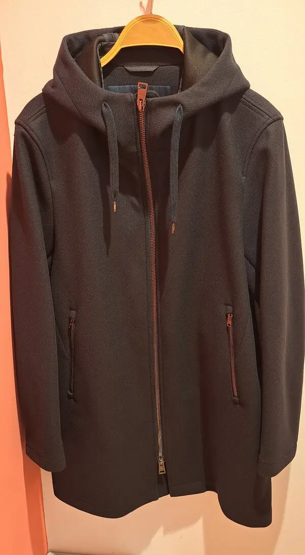 Herno Drawstring Hooded Coat With Logo Plaque - Black