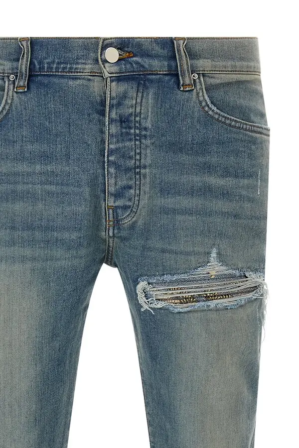 Amiri Belt Loop Distressed Denim Trousers - Blue