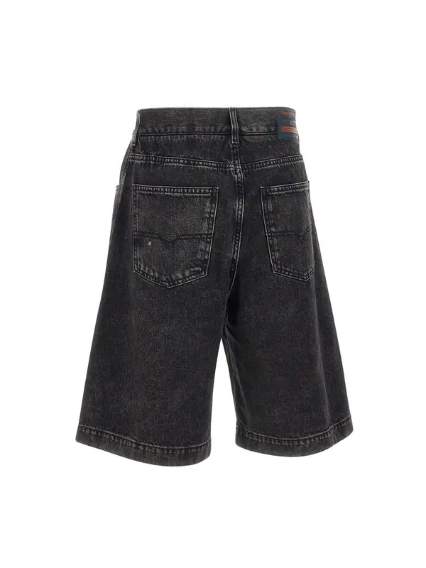 DIESEL® Logo Plaque Knee-length Denim Shorts - No