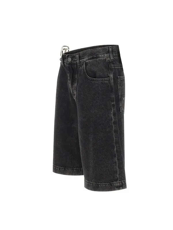 DIESEL® Logo Plaque Knee-length Denim Shorts - No