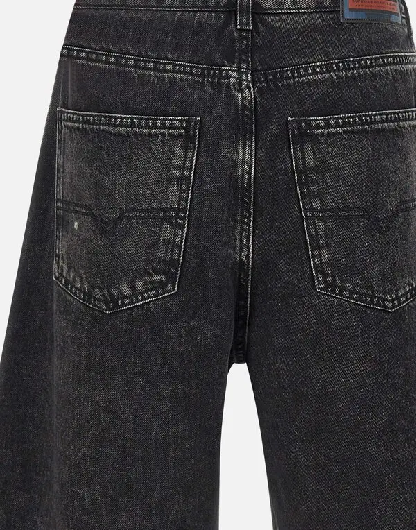 DIESEL® Logo Plaque Knee-length Denim Shorts - No