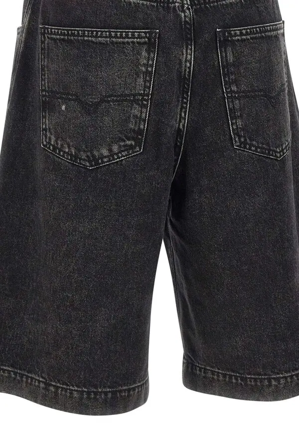 DIESEL® Logo Plaque Knee-length Denim Shorts - No