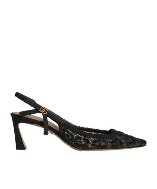 Dolce & Gabbana Leopard Print Lace Slingbacks - Black