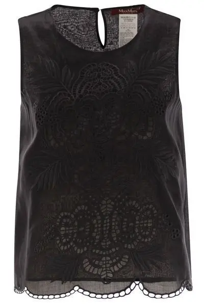 Max Mara Efeso Embroidered Sleeveless Top - Black