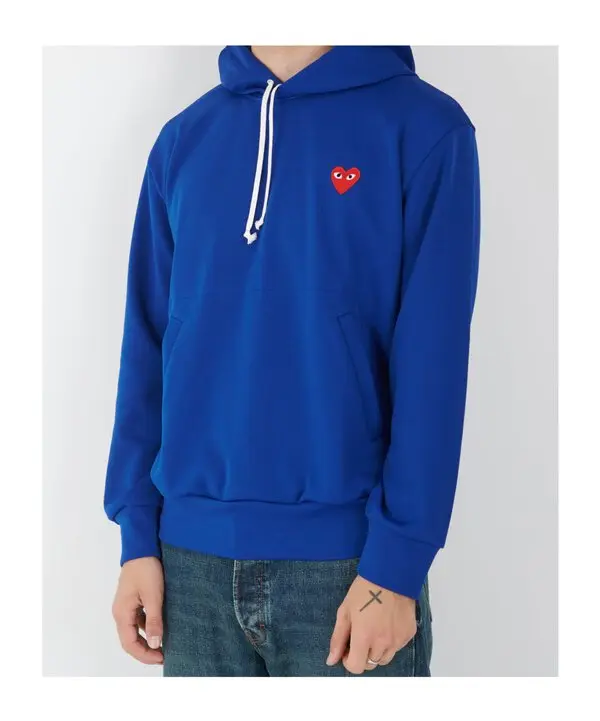 Play Comme Des Garcon Embroidered Heart Hoodie - Blue