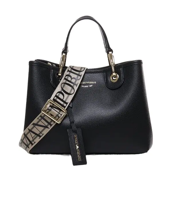 Emporio Armani Logo Stamp Shopping Bag - Black