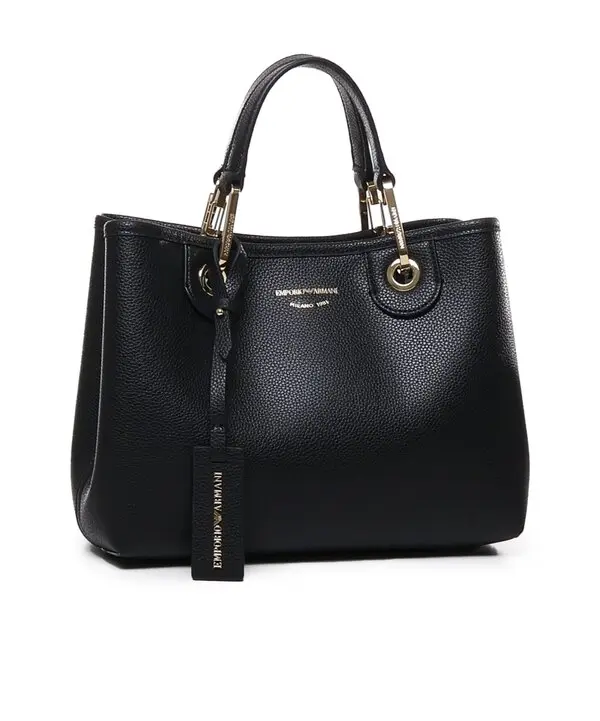 Emporio Armani Logo Stamp Shopping Bag - Black