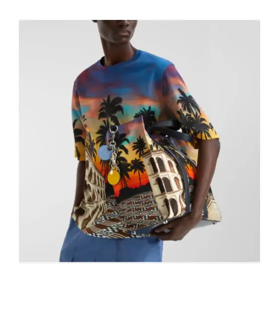 Fendi Fabric Tote Bag With Tropical Landscape Print