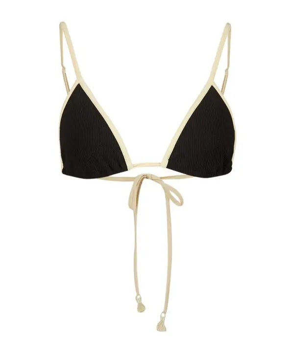 Johanna Ortiz Playa Del Rio Triangle Bikini Top - Black, Beige