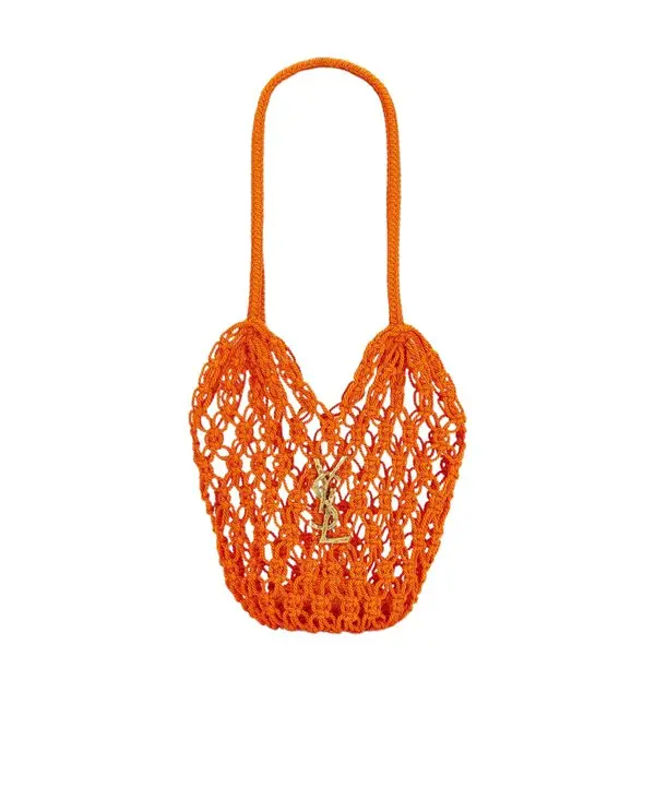 Saint Laurent Logo Plaque Knotted Shoulder Bag - Orange