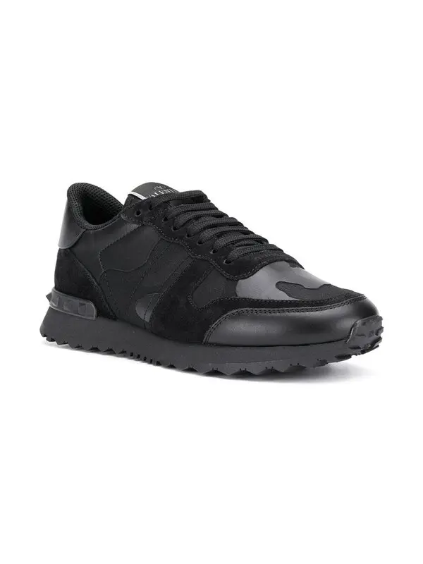Valentino Garavani Rockrunner Camouflage Low-top Sneakers - Black