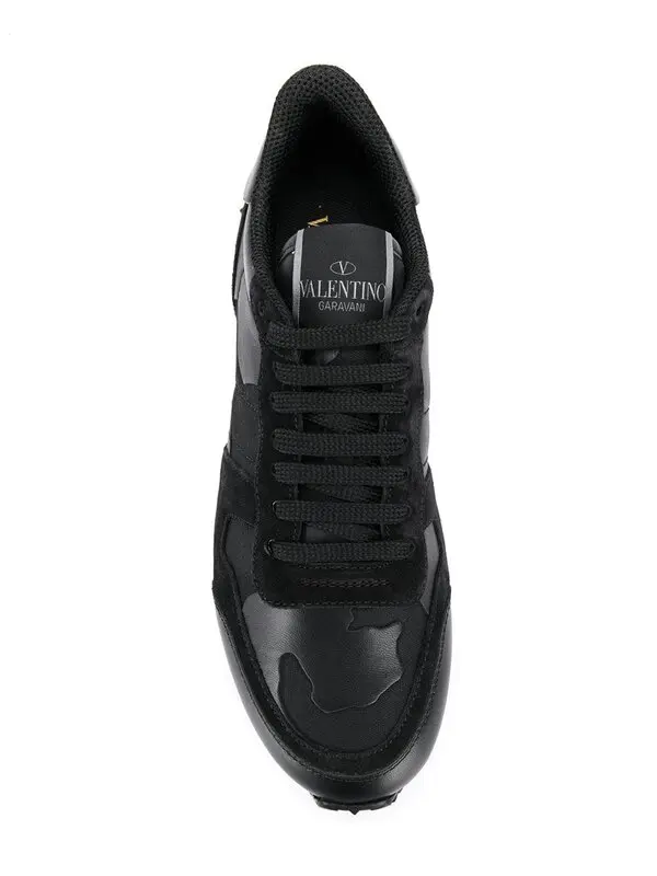 Valentino Garavani Rockrunner Camouflage Low-top Sneakers - Black