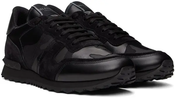 Valentino Garavani Rockrunner Camouflage Low-top Sneakers - Black