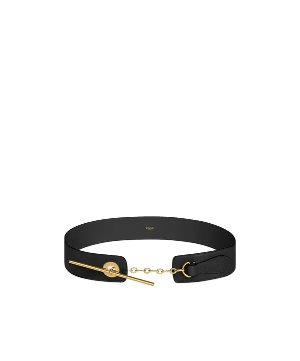 Celine Large Disc Belt In Calfskin - Black