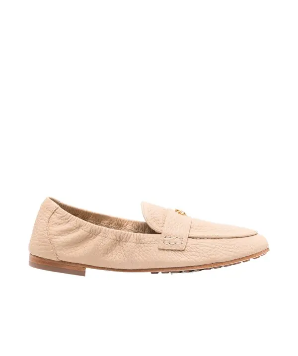 Tory Burch Double T Leather Loafers - Nude