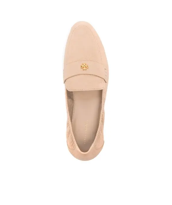 Tory Burch Double T Leather Loafers - Nude