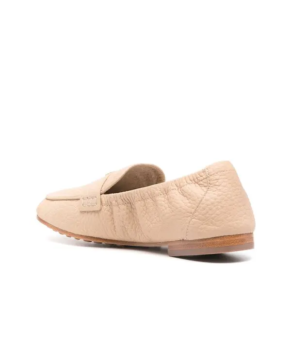 Tory Burch Double T Leather Loafers - Nude