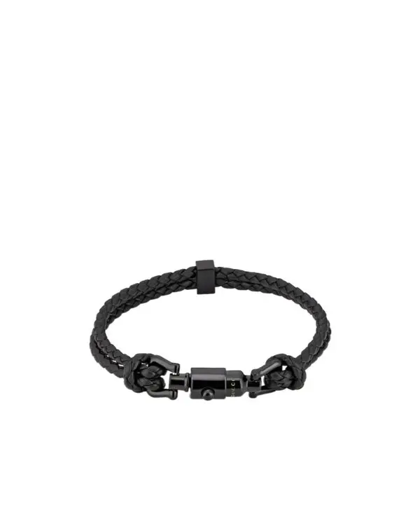 Gucci Braided Bracelet With Piston Detail - Black