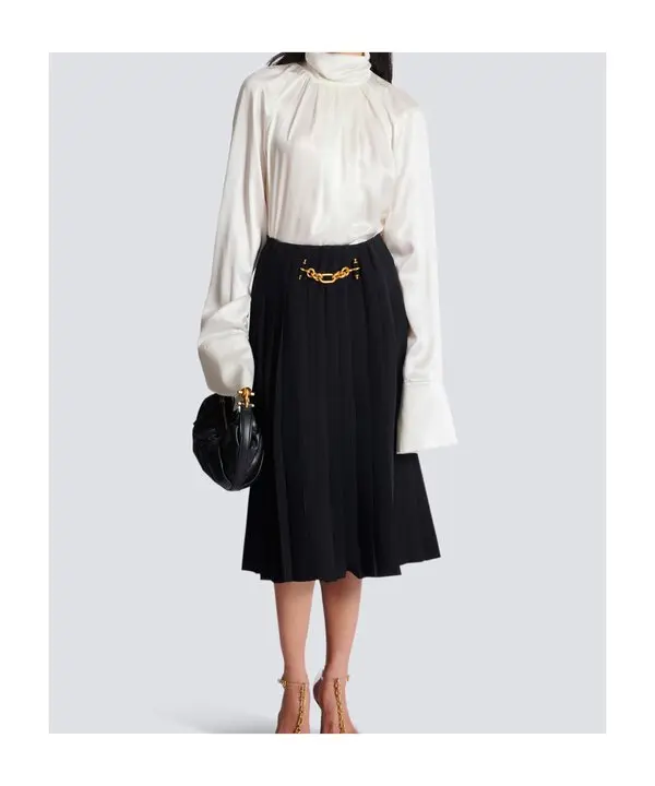 Balmain Draped High Neck Blouse - White