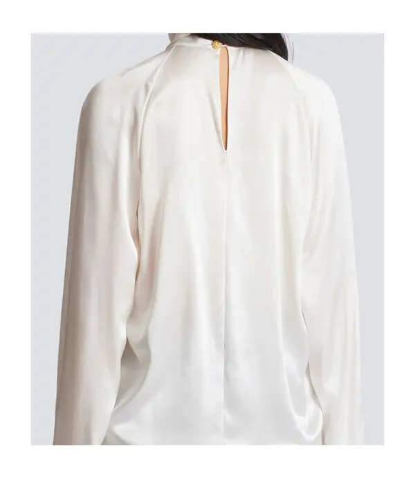 Balmain Draped High Neck Blouse - White