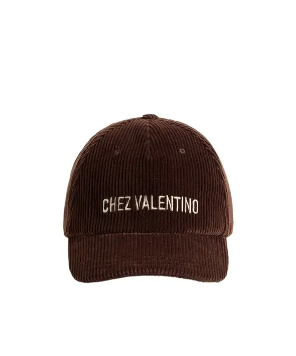 Valentino Garavani Chez Embroidered Corduroy Baseball Cap - Brown