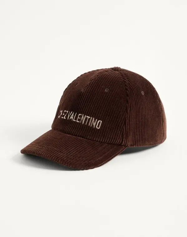 Valentino Garavani Chez Embroidered Corduroy Baseball Cap
