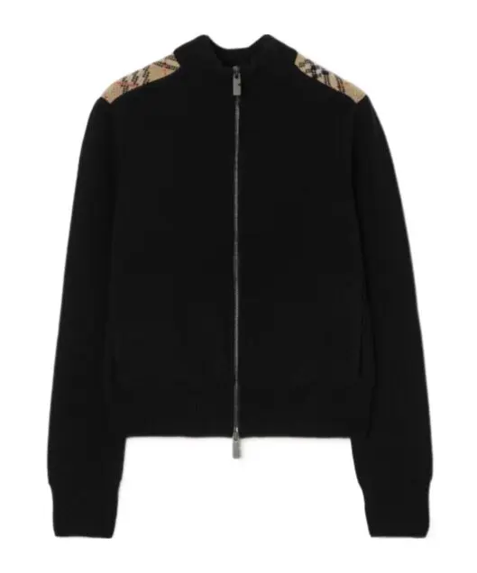 Burberry Check Patch Zip-up Cardigan