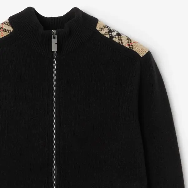 Burberry Check Patch Zip-up Cardigan