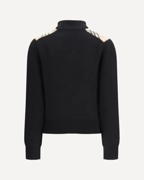Burberry Check Patch Zip-up Cardigan