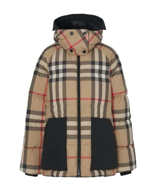 Burberry Vintage Check Padded Jacket With Drawstring Waist - Nude