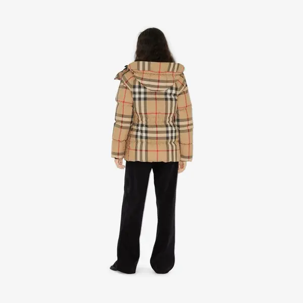 Burberry Vintage Check Padded Jacket With Drawstring Waist - Nude