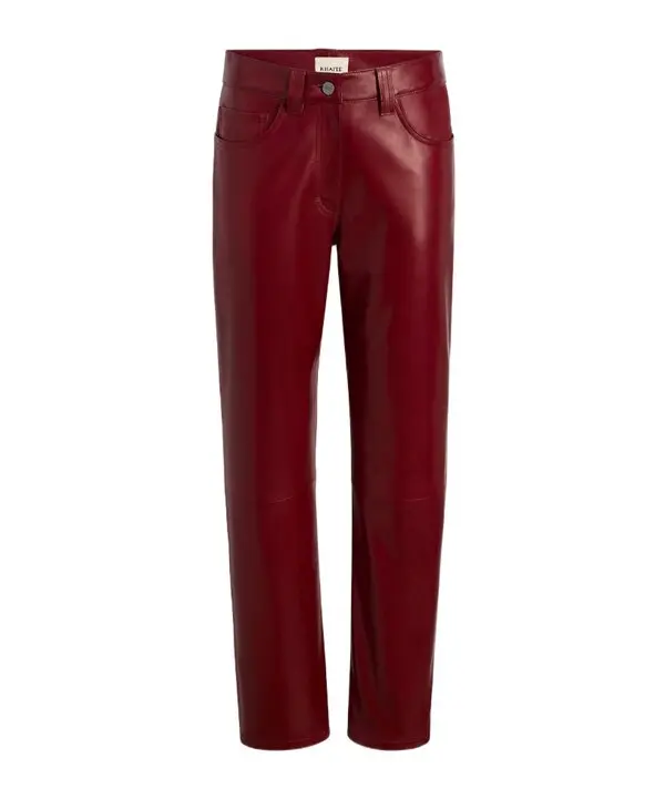 Khaite Callum Straight Leg Trousers - Garnet Leather