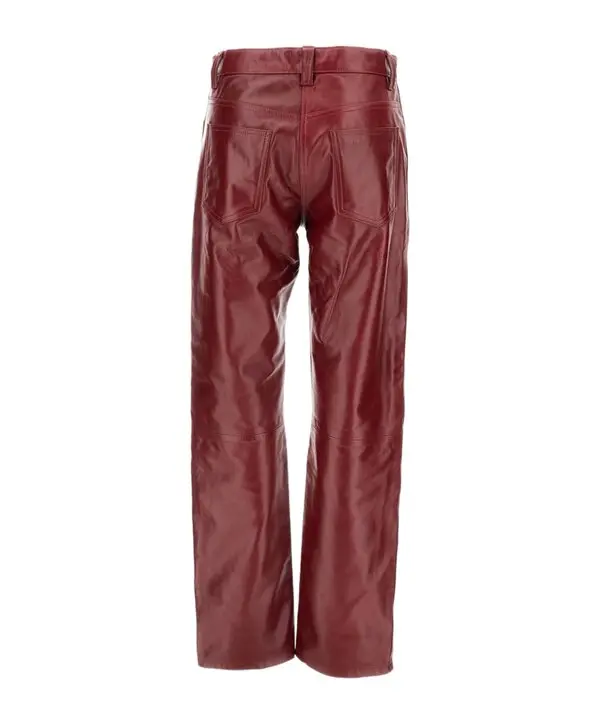 Khaite Callum Straight Leg Trousers - Garnet Leather