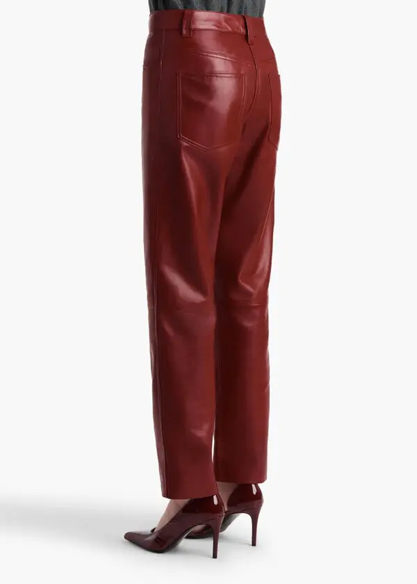 Khaite Callum Straight Leg Trousers - Garnet Leather