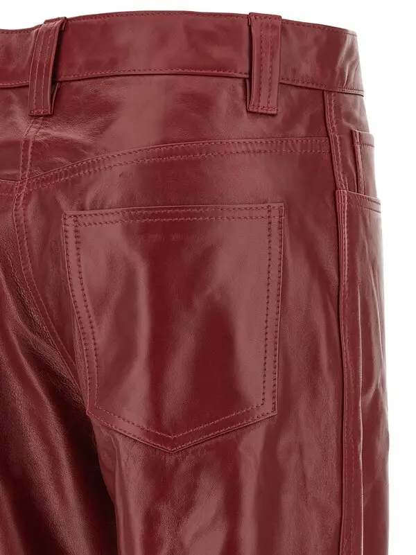 Khaite Callum Straight Leg Trousers - Garnet Leather