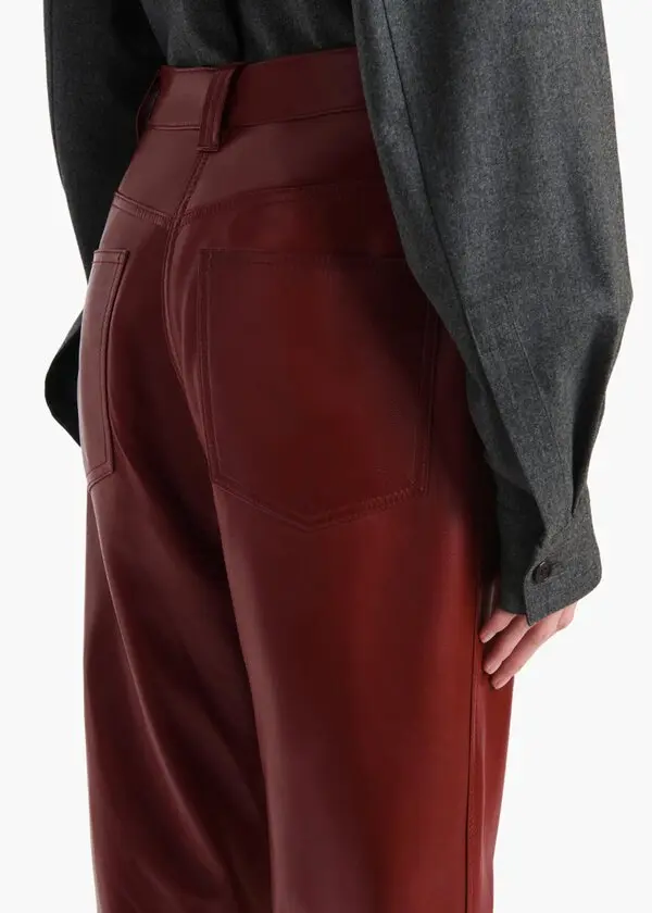 Khaite Callum Straight Leg Trousers - Garnet Leather