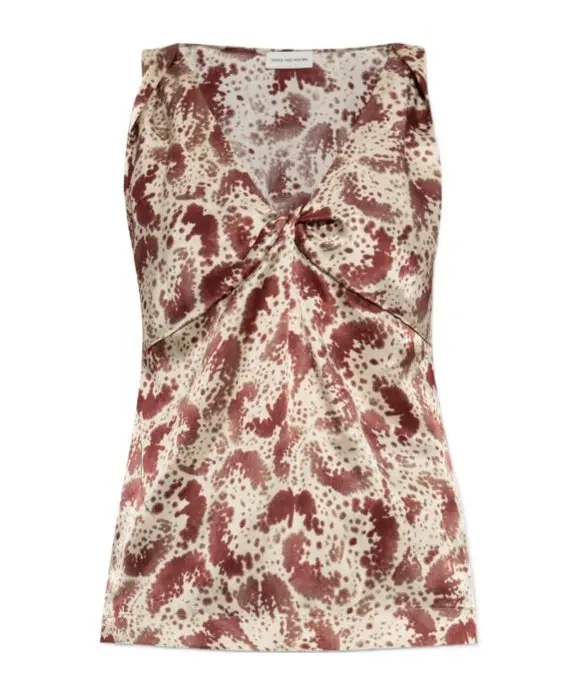 Dries Van Noten Sleeveless V-neck Graphic Top - Multi-color