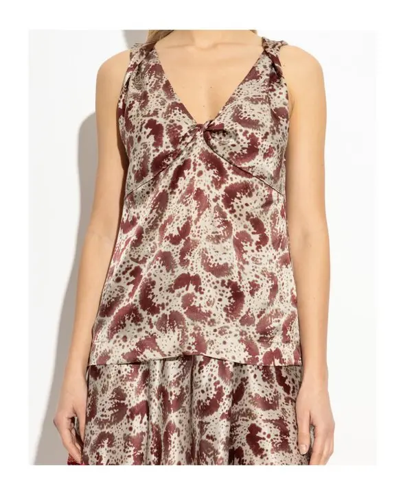 Dries Van Noten Sleeveless V-neck Graphic Top