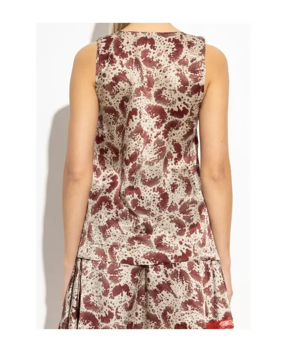 Dries Van Noten Sleeveless V-neck Graphic Top