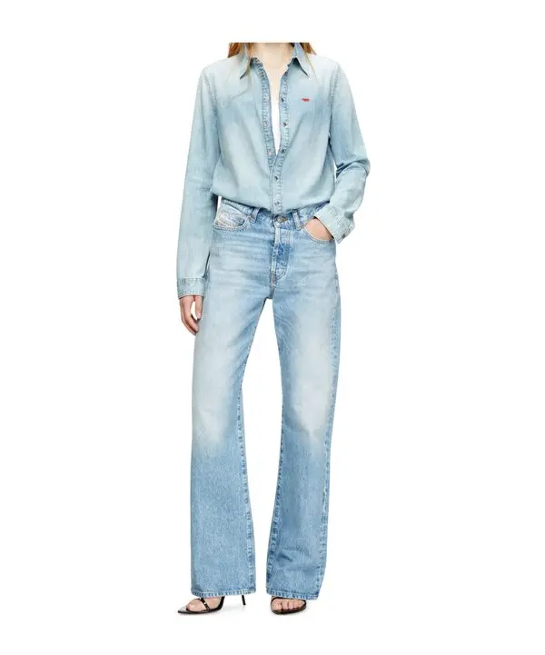 DIESEL® De-eazy Logo Embroidered Denim Shirt