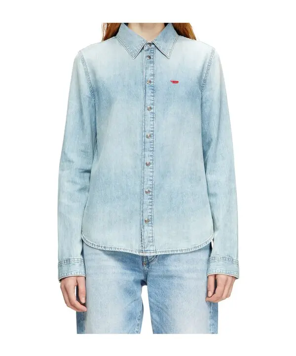 DIESEL® De-eazy Logo Embroidered Denim Shirt