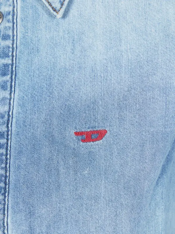 DIESEL® De-eazy Logo Embroidered Denim Shirt - Light Blue