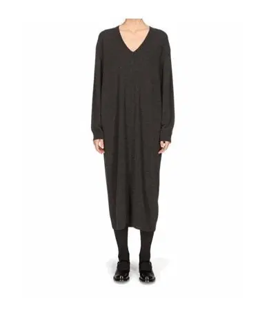 THE ROW Long Sleeve V-neck Dress With Straight Hem